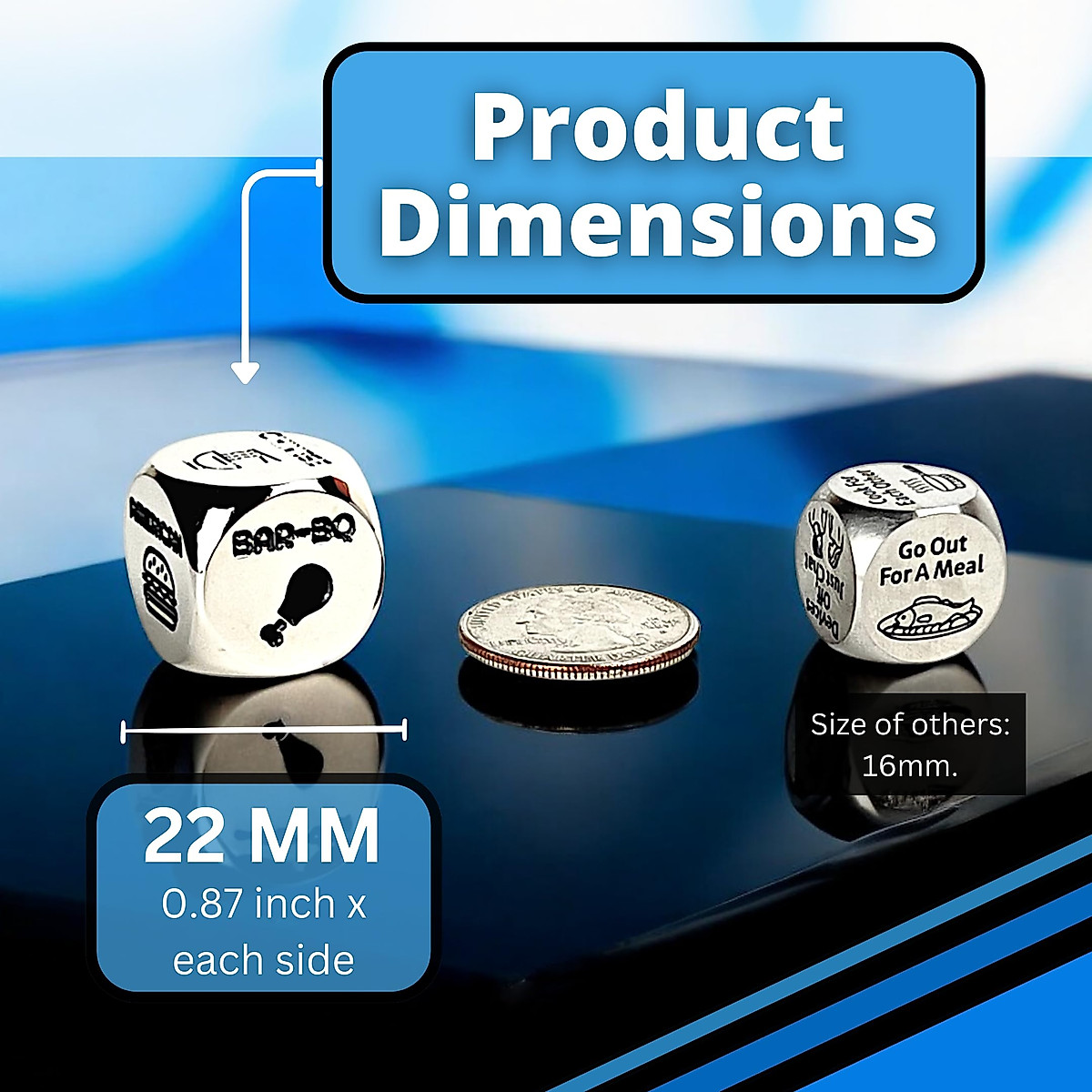 Luck Lab Date Decider Dice - Date Night Dice with Velvet Storage Bag (Dinner & A Movie Decider Dice)