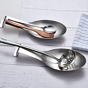 Supkiir Spoon Rest, 4 Pack Spoon Spatula Rest Stainless Steel for Kitchen Restaurant Home Use, Dishwasher Safe