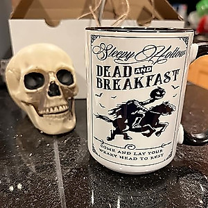 Sleepy Hollow Dead and Breakfast Coffee Mug, Spooky Coffee Cup Halloween Coffee Mugs, Retro Halloween Coffee Mug, 15oz Novelty Ceramic Coffee Mug, Halloween Coffee Cups Ceramic, Fall Coffee Mug