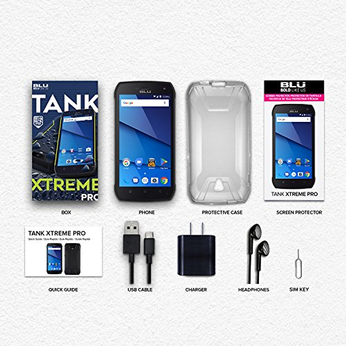 BLU T0010UU BLACK Tank Xtreme Pro -Water proof Smartphone, 4G LTE -Black