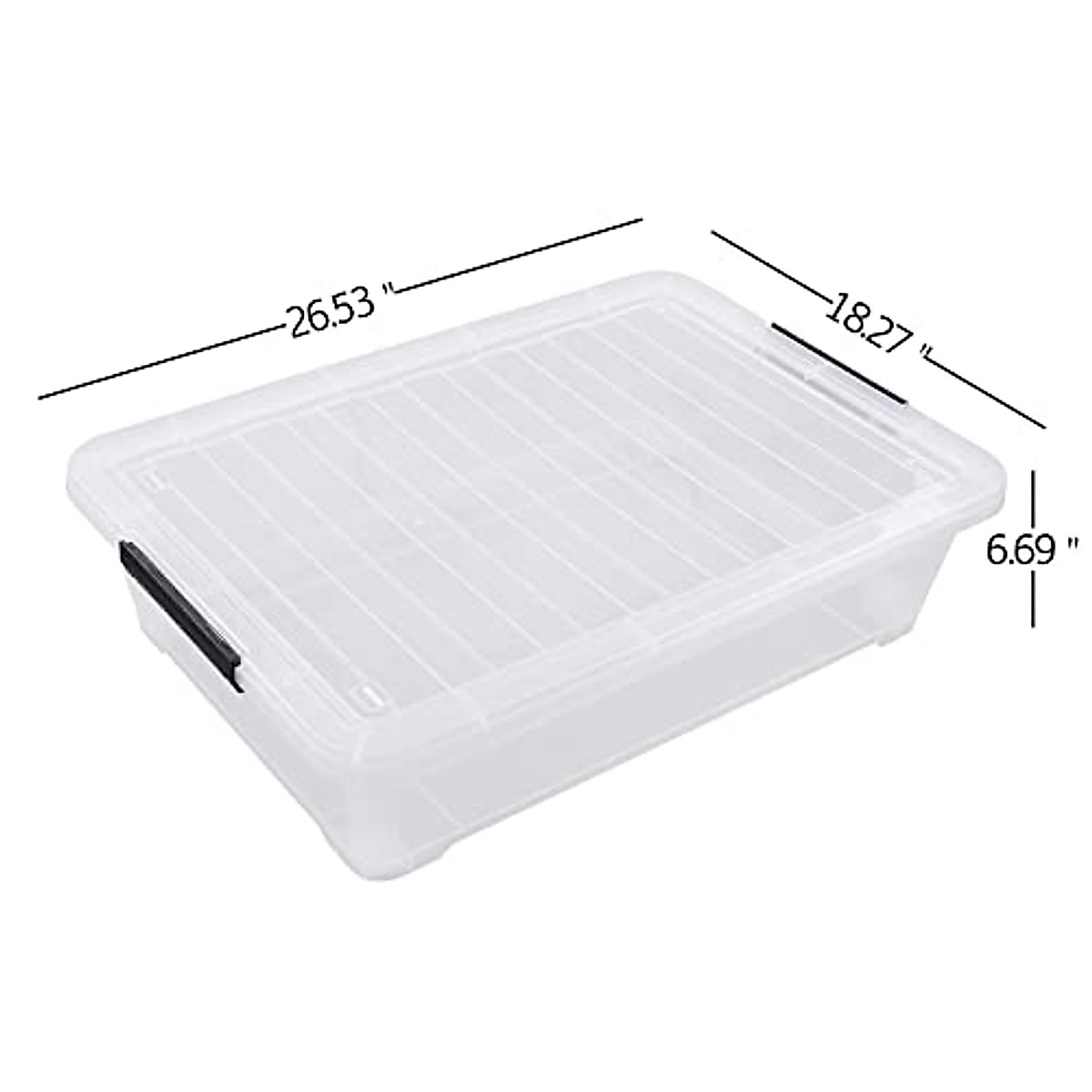 Buyitt 3 Packs 40 Quart Plastic Under Bed Storage Box, Large Wheels Storage Bin, Clear
