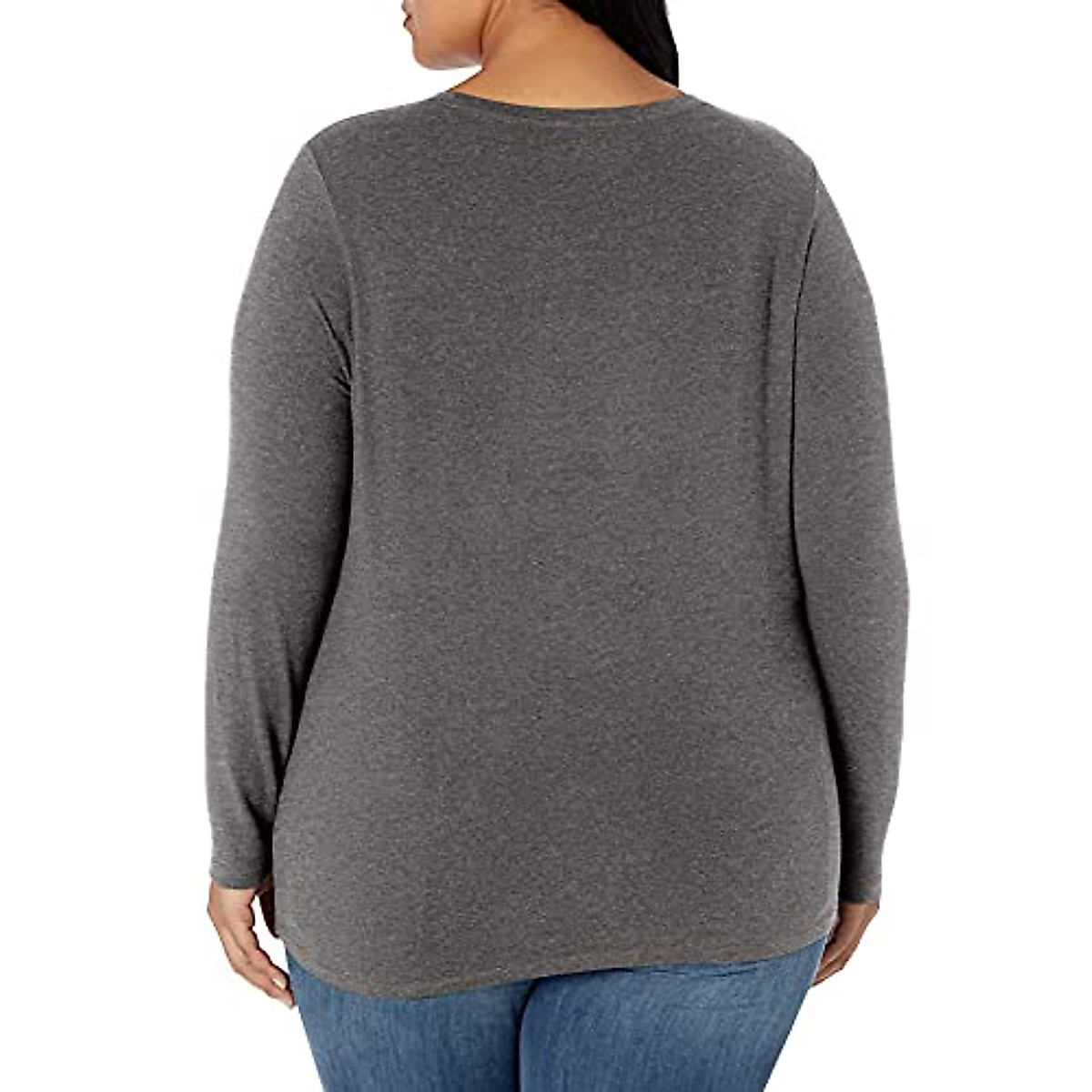 Amazon Essentials Women's Classic-Fit Long-Sleeve Crewneck T-Shirt (Available in Plus Size), Charcoal Heather, Large