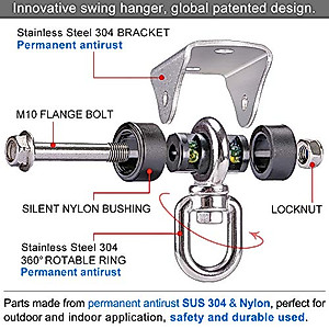 BeneLabel Quiet Swing Hanger, 360° Rotation, Stainless Steel, Heavy Duty, for Swing, Hammock, Yoga, Sandbag, 1000 LB Capacity