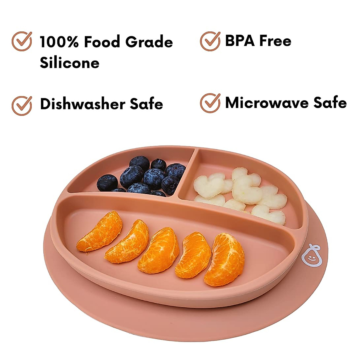 Mini Yummi 4 Piece 100% Silicone Suction Non-Slip Baby Feeding Set Includes Divided Plate + Bowl + Silicone Cup & Spoon for Infants & Toddler Dishwasher-Safe, Microwave-Safe, Freezer-Safe, BPA Free