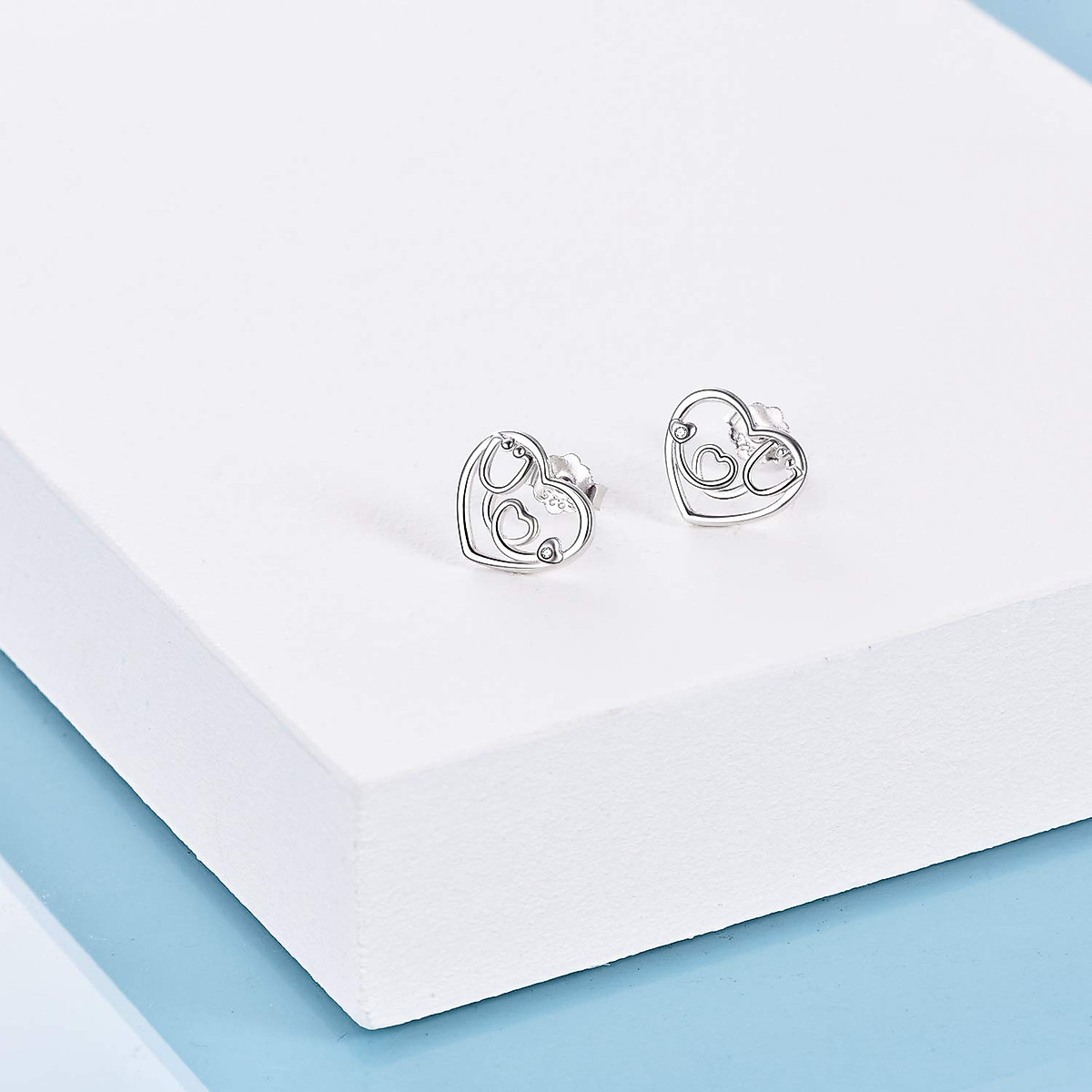 YFN Nursing Themed Stud Earrings Sterling Silver Jewelry Gift for Nurse (Stethoscope)