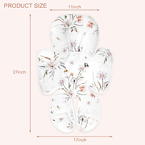 CARUILI Infant Car Seat Insert, 2 in 1 Carseat Head Support for Newborn Girl, Soft Baby Car Seat Head Body Support Cushion Pillow, Reversible & Adjustable Baby Headrest for Stroller, Swing, White