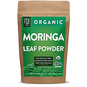 FGO Organic Moringa Oleifera Leaf Powder, 100% Raw from India, 16oz (Pack of 1)