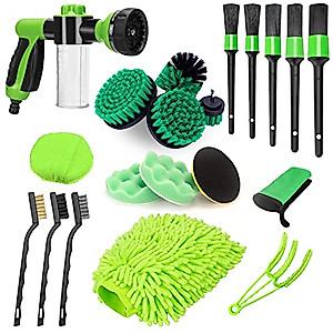 20Pcs Car Detailing Brush Set, Car Detailing Kit, Auto Detailing Drill Brush Set, Car Detailing Brushes, Car Buffing Sponge Pads Kit, Car Cleaning Tools Kit for Interior, Exterior, Wheels, Dashboard