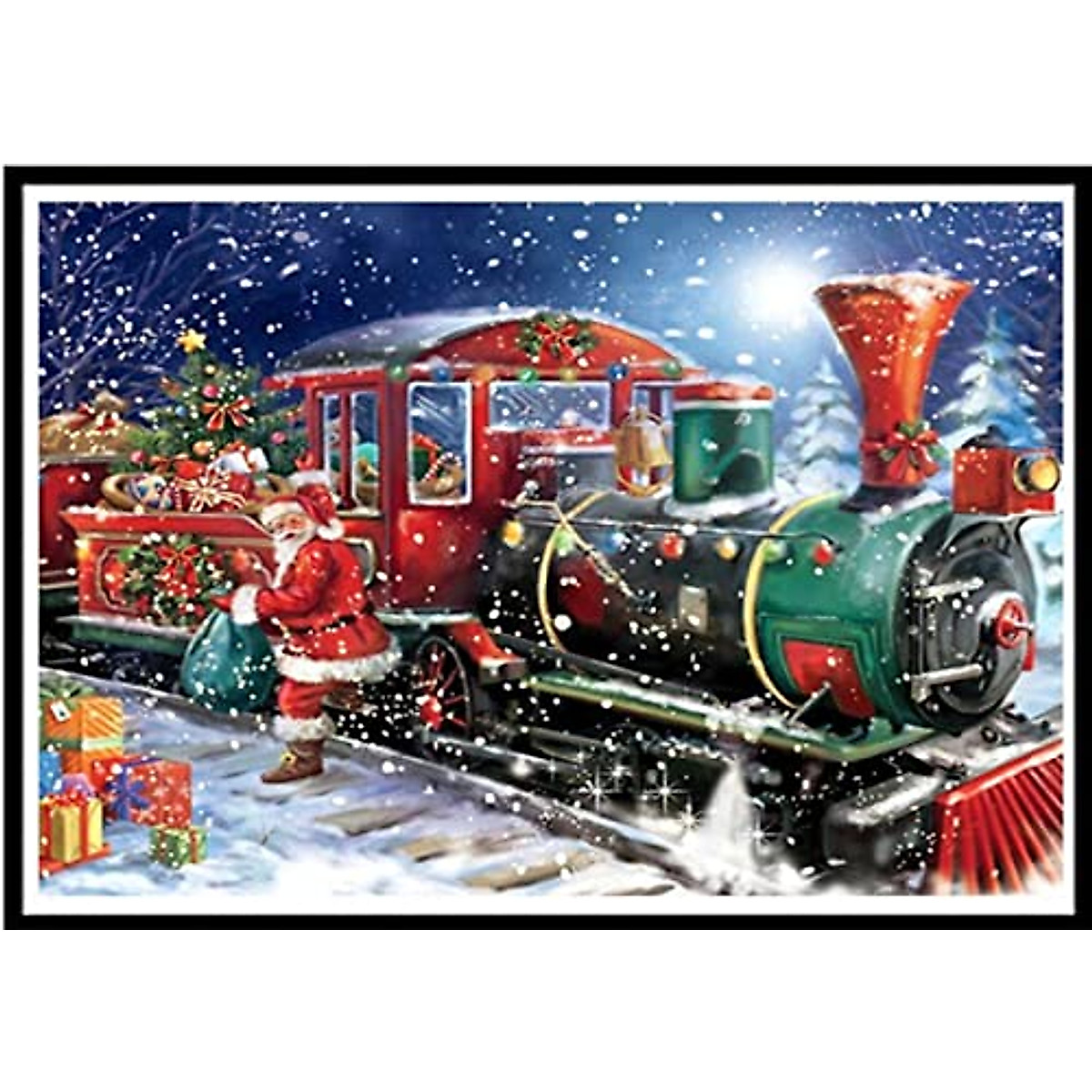 Redxing Stamped Cross Stitch Kits Embroidery kit for Beginners Adults Full Range of Embroidery Patterns Starter Kits DIY Printed Cross Stitch Kits Needlepoint Kits 11CT-Santa Train 15.7×23.2 inch