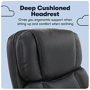 Serta Big & Tall Executive Office Chair High Back All Day Comfort Ergonomic Lumbar Support, Bonded Leather, Black