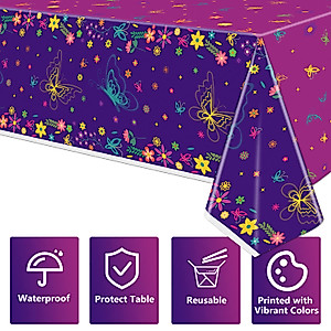 XJLANTTE 4 PCS Movie Party Tablecloths Decorations - Butterfly Plastic Table Cover, Magic Butterfly Rectangular Tablecloth for Kids Baby Shower Birthday Supplies, 51 x 86.6 Inch