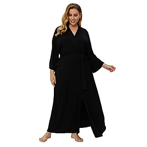 Super Shopping-zone Women's Plus Size Long Robes Kimonos Plus Size Maternity Robes Delivery Robes Sleepwear,Black 3X
