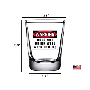 Rogue River Tactical Funny Shot Glass Warning Does Not Drink Well With Others Gag Gift