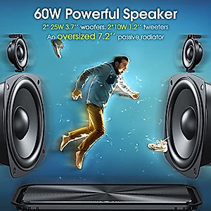 W-KING Portable Bluetooth Speakers, 60W IPX6 Loud Wireless Outdoor Waterproof Speaker with Subwoofer, 40H Playtime, Rich Bass Large Powerful Stereo Speaker with Power Bank, V5.0, TF Card, AUX, NFC, EQ