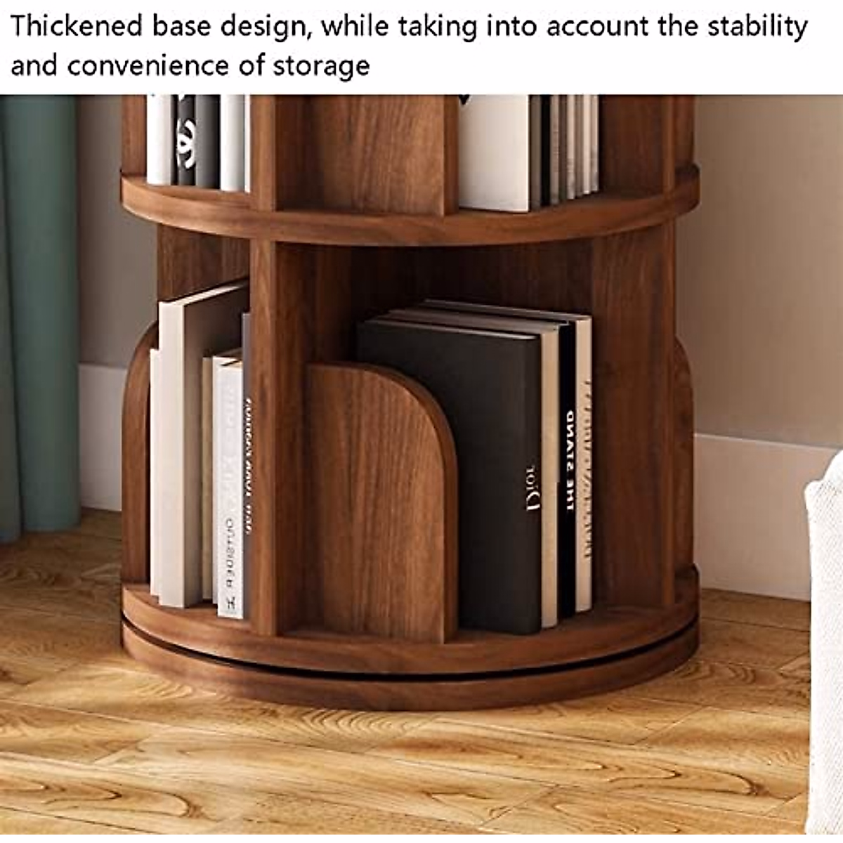 Bookcases Creativity Corner Shelf Bookshelf Solid Wood Revolving Floor Standing Children Living Room 360 Degree Rotating Storage HAOHAOMAI, Brown, 39x99cm