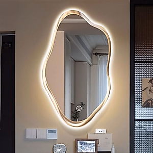 ZDMZR Bathroom Mirror with 3 Colors Led Lights, Smart Makeup Mirror with Touch Switch, Lighted Bathroom Mirrors Wall Mounted (Color : A, Size : 50 * 80CM)