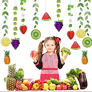 12 Strings Fruit Garlands for Kids Birthday Party Decorations Fruit Birthday Banner for Holiday Luau Tropical Theme Party Supplies Baby Shower Decorations