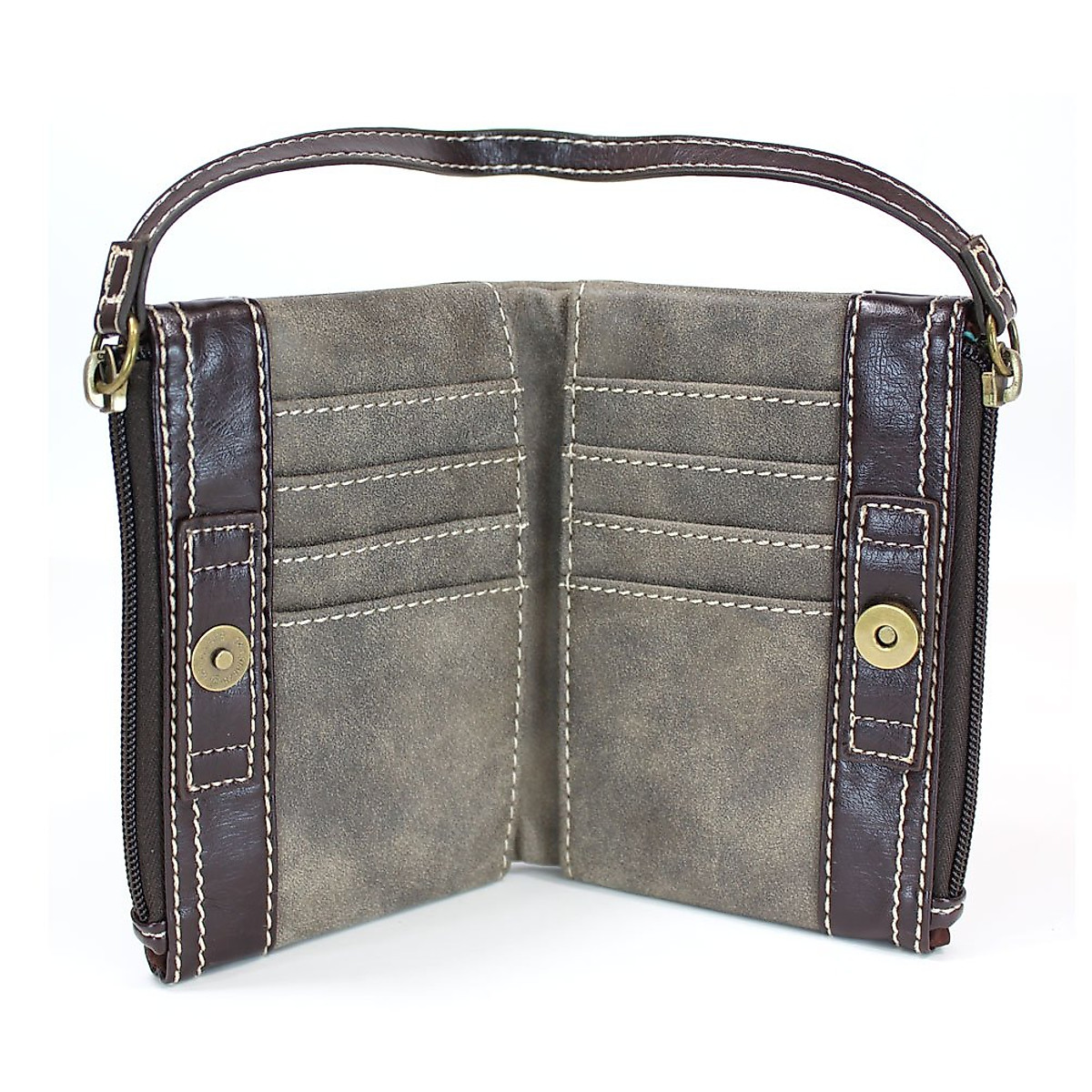 CHALA GEMINI Crossbody Faux Leather Gift Messenger Bag with Double Zip Wallet (Dark Grey Handbag Only + Wallet Set)