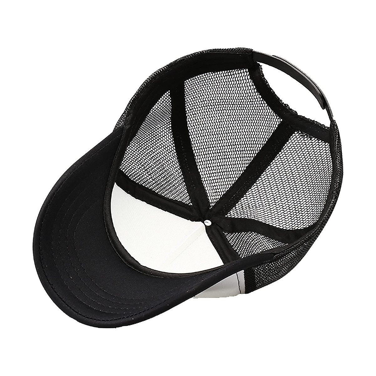 lycycse Smile Face Trucker Hat Retro Mesh Baseball Cap with Smile Patch Foam Neon High Crown Y2K Hats for Men Women (Black)