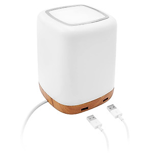 Macally LED Table Lamp with USB Port (4 Fast Charge Ports) - 3 Level Brightness Touch Sensor Control - Small Bedside Lamp with USB Port & (2700K) Warm White - LED Desk Lamp with USB Charging Port