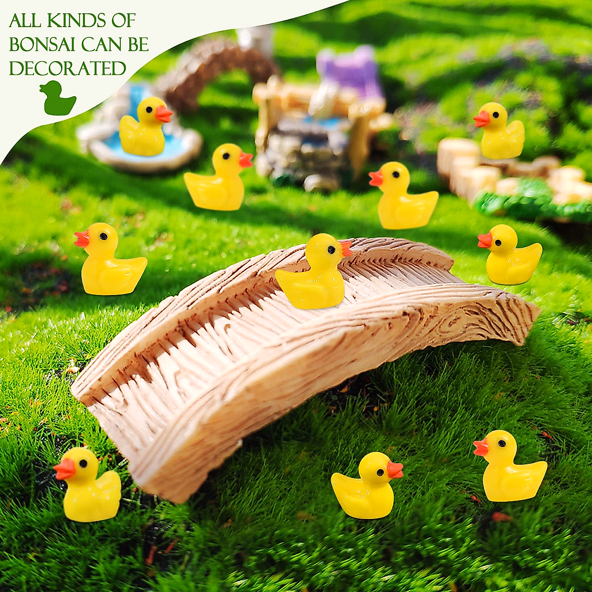 100Pcs Mini Resin Ducks, Tiny Ducks Figurines Bulk for Miniature Dollhouse Decor Accessories Garden Aquarium Potted DIY Ornament Party Toys