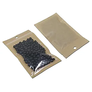 FERENLI 100Pcs Clear Brown Kraft Paper Plastic for Zip Reclosable Bag Lock Flat Heat Sealable Smell Proof Packaging Bags Zipper Lock Coffee Plastic Bags (9x15cm (3.5x5.9 inch))