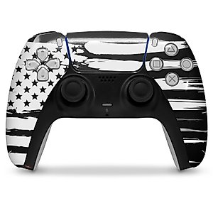 WraptorSkinz Skin Wrap compatible with Sony PS5 DualSense Controller Brushed USA American Flag (CONTROLLER NOT INCLUDED)