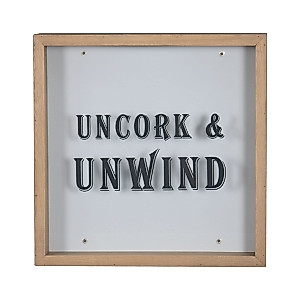 Foreside Home & Garden Uncork & Unwind Wooden Cork Holder Shadow Box, Brown