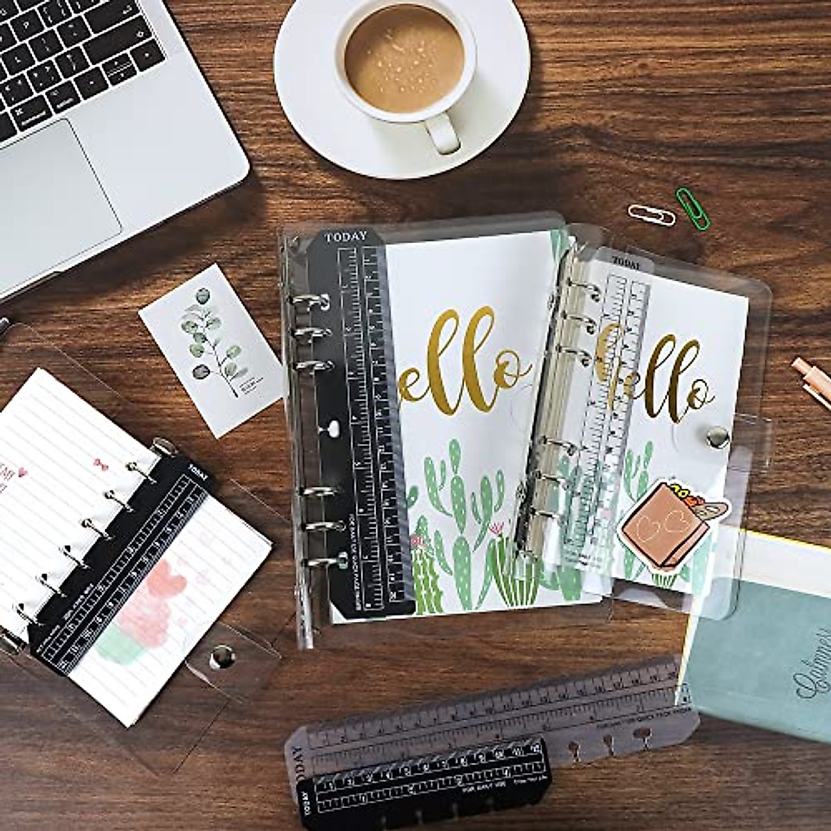 10 Pack Clear Ruler Bookmark Plastic Binder Divider A6 Straight Ruler Page Markers Today Planner Page Finders for A6 6 Ring Notebook Binder Refillable Journal