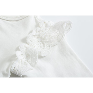 Huata Baby Girls Boys Long Sleeve Bodysuit Baby Romper (White, 12-18 Months)