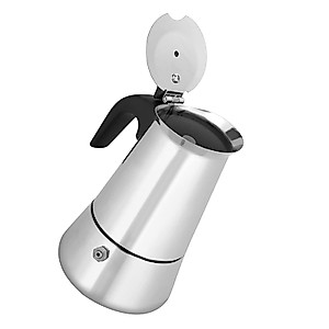 LIZEALUCKY Stainless Steel Stovetop Moka Pot Espresso Maker Percolator Portable Italian Cuban Coffee Maker for Big Family Home Office Camping, Work with Gas Electric Ceramic Stovetop(100ml)