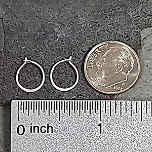 Teeny Tiny Thin Huggie Hammered Hoop Earrings, 9mm (Sterling Silver)