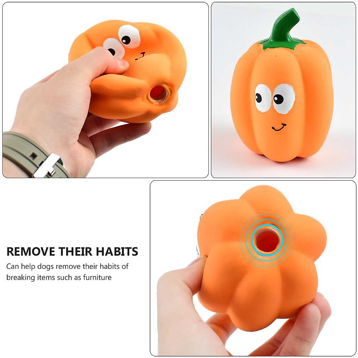 balacoo Squeaky Dog Toys - Latex Pumpkin Dog Toys for Small Dogs, Halloween Dog Toys, Puppy Chew Ball with Squeaker Dog, Grinding Teeth Toy Pet Interactive Play