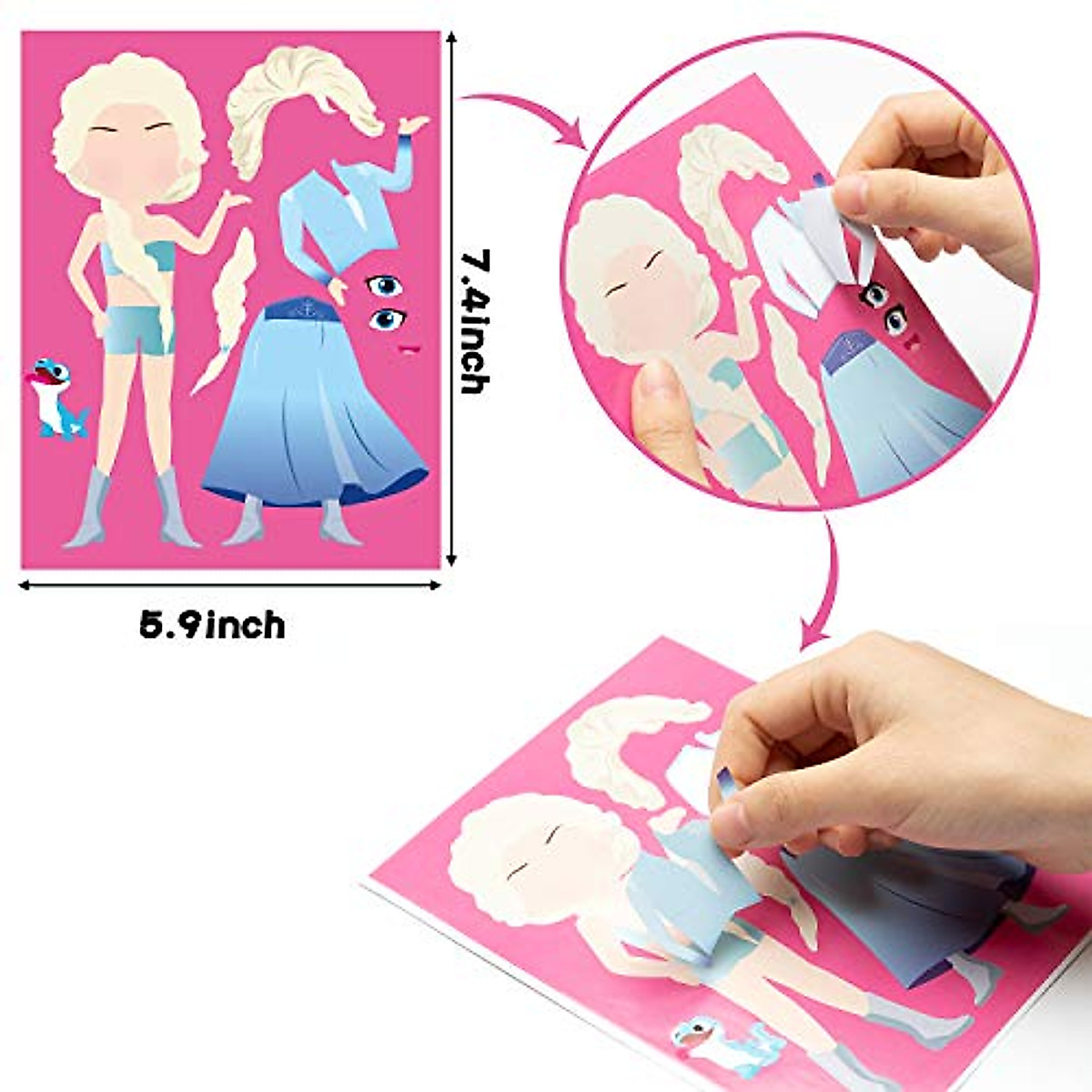 40 Pcs Princess Dress-Up Make Your Own Face Stickers, DIY Face Stickers for Kids Make a Face Sticker Kids Craft Game for Princess Birthday Party Supplies