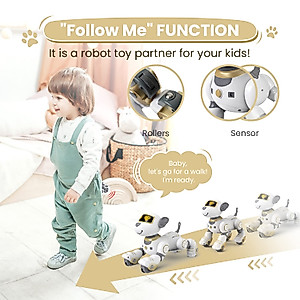 FUUY Robot Dog Toys for Girls Toys Interactive Robot Toy FollowMe Robot for Kids 5-7 Intelligent Remote Control Dog with Sing Dance AI Robotics for Kids Age 3 4 5 6 7 Chrismas Birthday Gifts