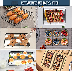 Cooling Rack Set of 2, P&P CHEF Non-stick Small Baking Racks for Cooking Grilling, 2 Pack 9.7” x 7.3” Drying Rack, Fit in Mini Toaster Oven, Stainless Steel Core & Dense Lines, Easy to Clean