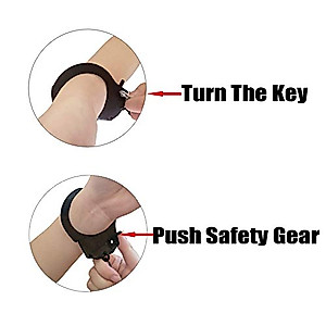 HOHAJIU Toy Handcuffs with Keys Metal Handcuffs Party Supplies Accessory Stage Party Props Pretend Play Handcuffs for Kids (Black)