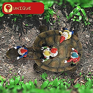 Sunthus Garden Gnome Turtle Statues Yard Art Resin Figurine Decorations Outdoor Garden Décor