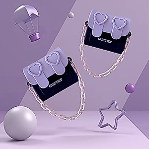 NC Airpod Pro Case Cute for Women, Funny Chain Bag 3D Silicone Case, Protective Accessories CasesKeychainPompomStrap, Compatible with Apple Airpods (2019) for Girl (Purple), 6x4x7cm