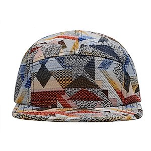 GP Accessories Pattern Multi Color Stripe 5 Panel Hat Large Geo Red Multicolored
