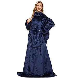 THREE POODLE Fleece Wearable Blanket with Sleeves for Women Men Adults, Super Soft, Warm Cozy Plush Sleeved Throw Blankets with Arms