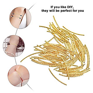 200pcs Long Curved Noodle Tube 35mm Gold Twist Spacer Beads Copper Curved Beads DIY Jewelry Making Accessories Tube Beads for Necklace Bracelet