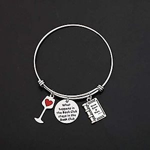 CENWA Book Club Gifts What Happens In The Book Club Stays In The Book Club Bracelet Book Lady Book Lover Gift (Book Club Br)