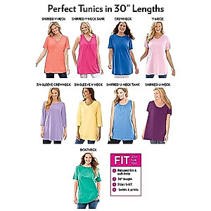 Woman Within Women's Plus Size Perfect Short-Sleeve Boatneck Tunic - 2X, Pink