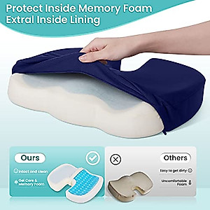 CushZone Childrens Desk Chairs Gel Seat Cushion for All-Day Sitting - Coccyx, Tailbone, Back Pain Relief Cushion - Ergonomic Seat Cushion for Office Chairs, Car Seat, Gaming Chair - Blue,X-Large