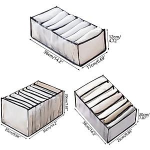 Flocovers Wardrobe Clothes Organizer（2PCS）- Washable Drawer Dividers for Clothes - Pants, Jeans, T Shirt Organizer for Drawer - Folded Closet Organizers (GRAY, 3 Pack -Leggings-Jeans-T-shirts)