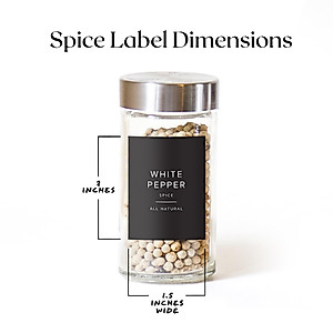 230 Black Spice Labels by ThreeKin | Waterproof & Oil-Resistant Pre-Printed Stickers for Spice Jars | Durable, BPA-Free Seasoning Labels | Easy-Clean, No-Residue Design | Proudly Female & USA Owned