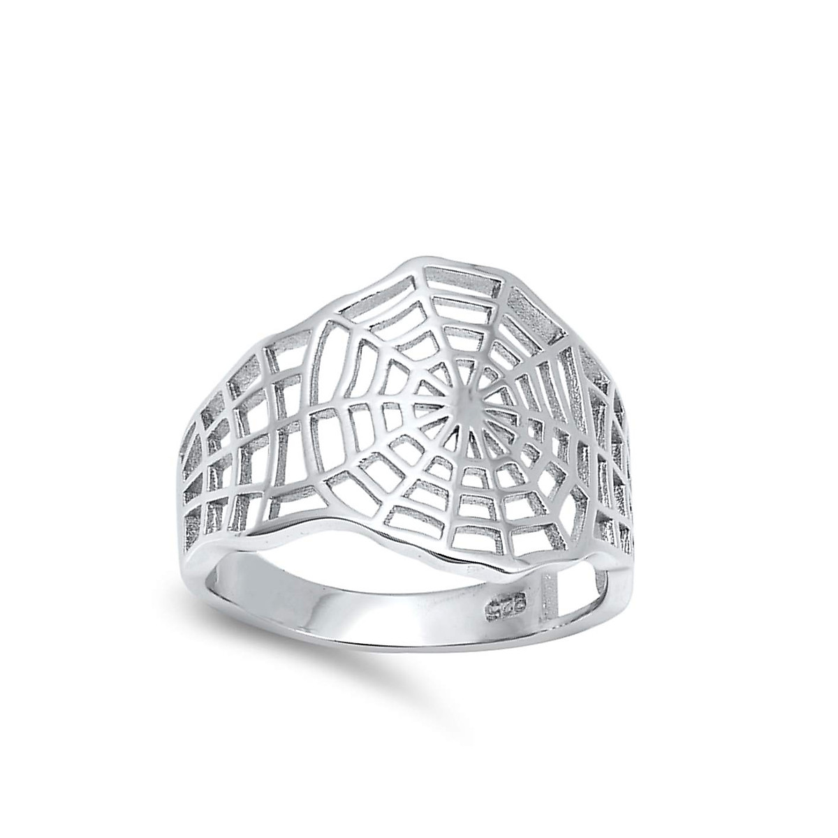 Unique Cutout Spider Web Ring New .925 Sterling Silver Band Size 10
