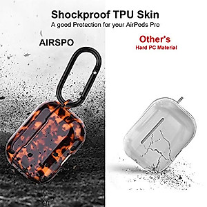 AirPods Pro Case AIRSPO Clear Case for AirPods Pro Charging Case Soft TPU Airpod Pro Protective Case 2019 with Keychain Airpods Pro Protective Cover Skin（Tortoiseshell）