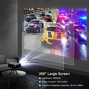 Outdoor Projector with WiFi and Bluetooth, FINATI·CoolHut 5G WiFi Native 1080P HD Home Movie Theater Projector with Carry Bag & Tripod, Wireless Mini Portable Projector for VGA,HDMI,USB,AV(Black)